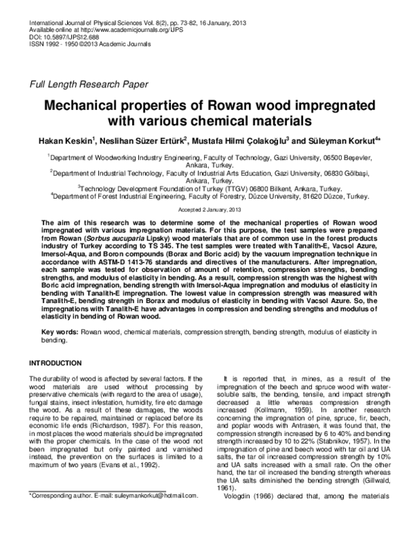 (PDF) Mechanical properties of Rowan wood impregnated with various ...