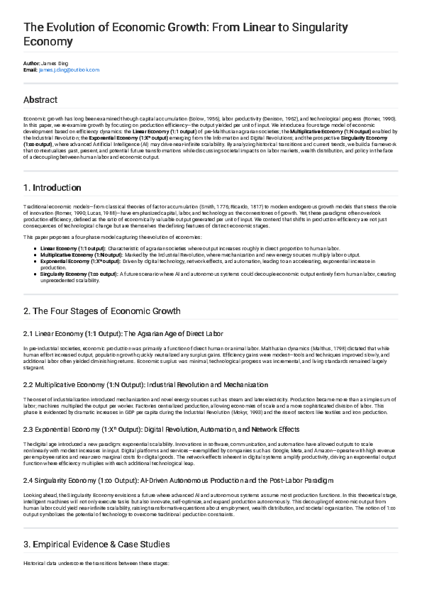 (PDF) The Evolution of Economic Growth: From Linear to Singularity The ...