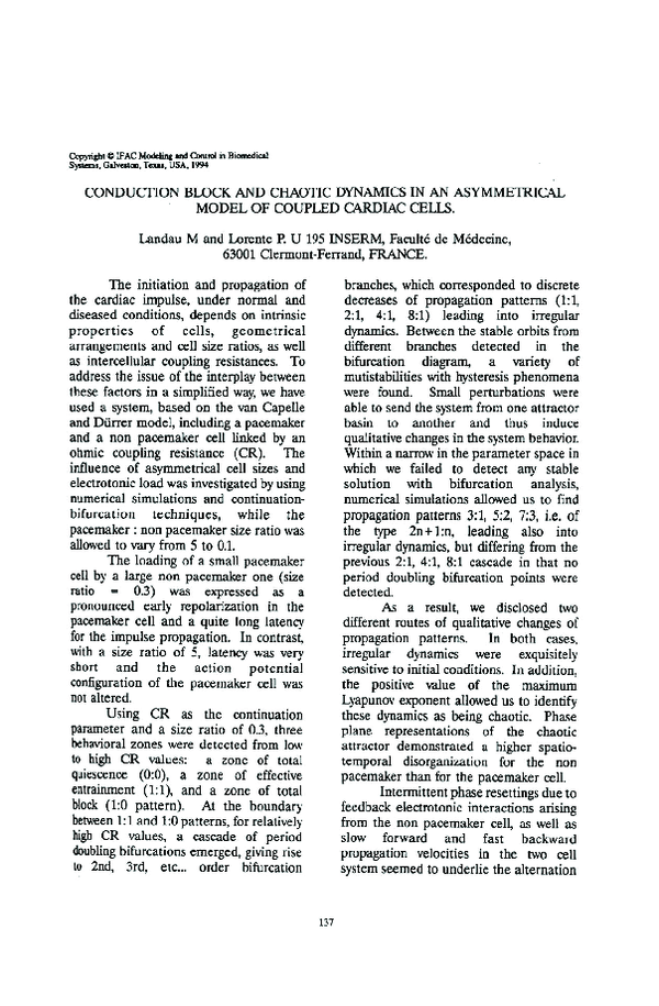 (PDF) Conduction Block and Chaotic Dynamics in an Asymmetrical Model of ...