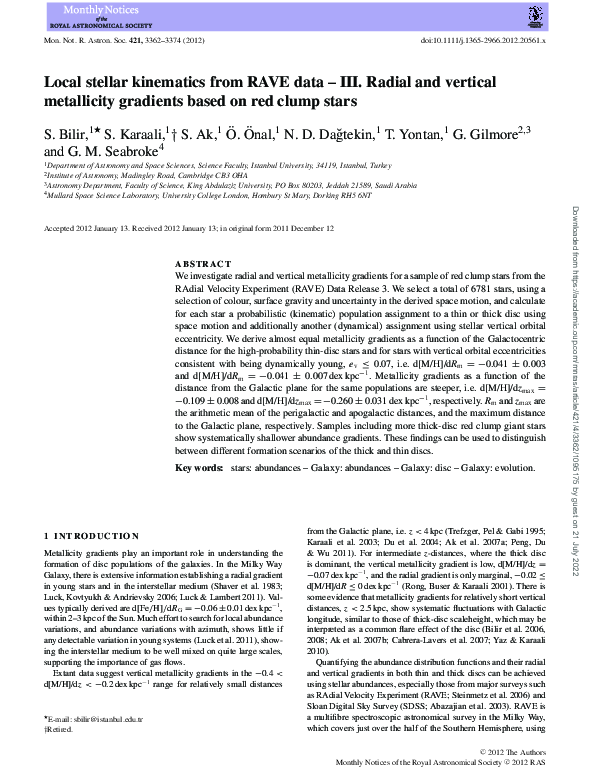 (PDF) Local stellar kinematics from RAVE data - III. Radial and ...