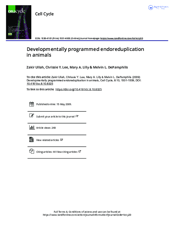 (PDF) Developmentally programmed endoreduplication in animals