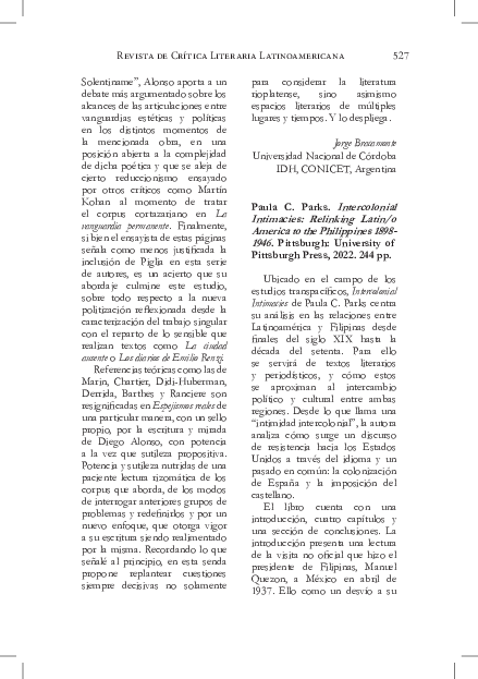 (PDF) Paula C. Parks. Intercolonial Intimacies: Relinking Latin/o ...