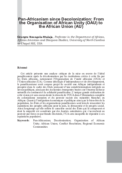 (PDF) Pan-Africanism since decolonization : from the Organisation of ...