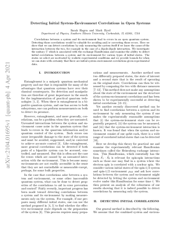 (PDF) Detecting initial system-environment correlations in open systems