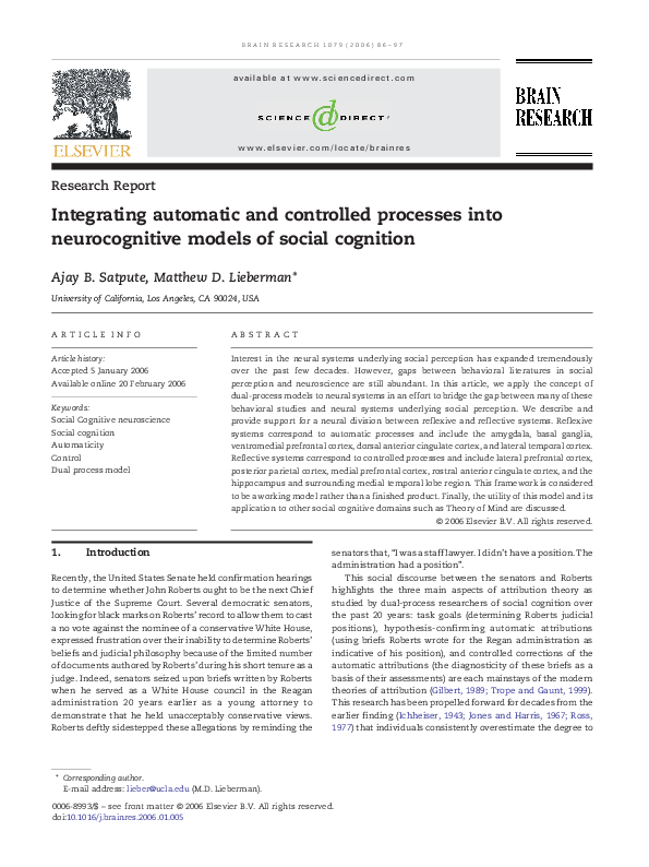 Integrating automatic and controlled processes into neurocognitive ...