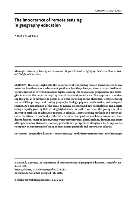 (PDF) The importance of remote sensing in geography education