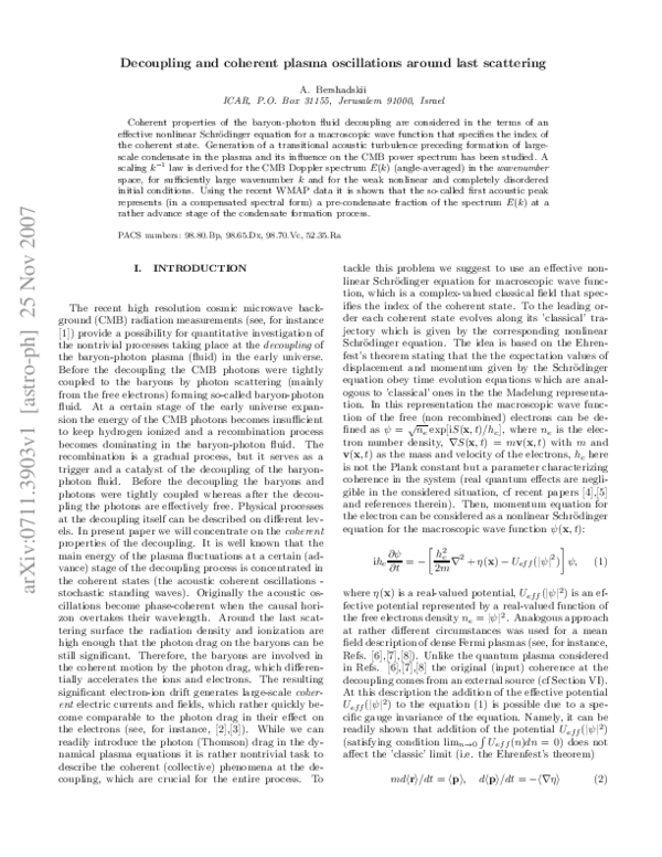 (PDF) Coherent phenomena at the last scattering in the CMB light