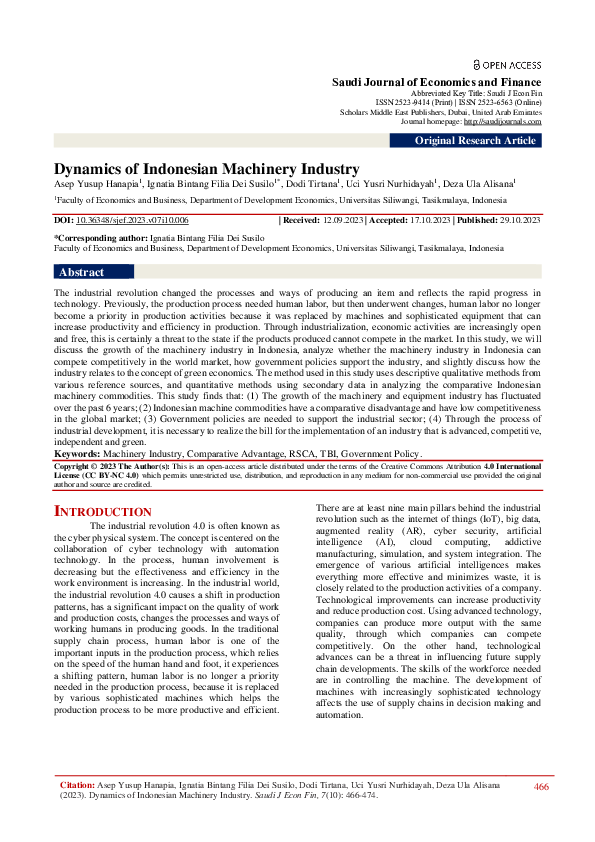 (PDF) Dynamics of Indonesian Machinery Industry