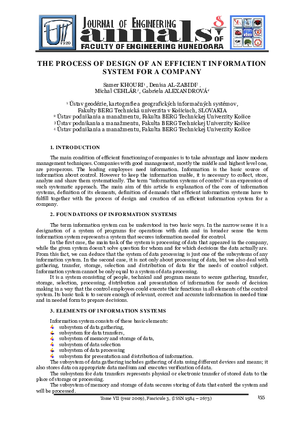 (PDF) The process of design of an efficient information system for a ...