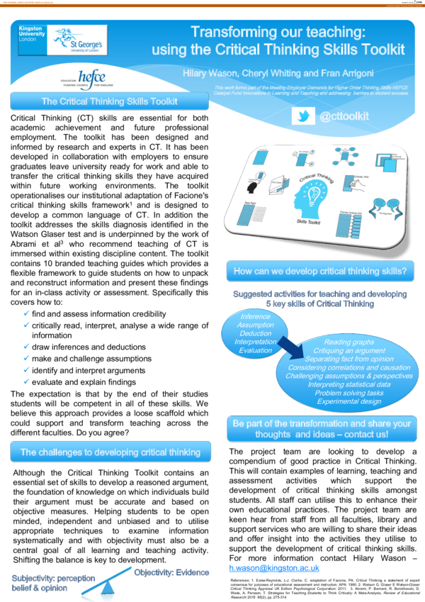 (PDF) Transforming our teaching : using the Critical Thinking Skills ...