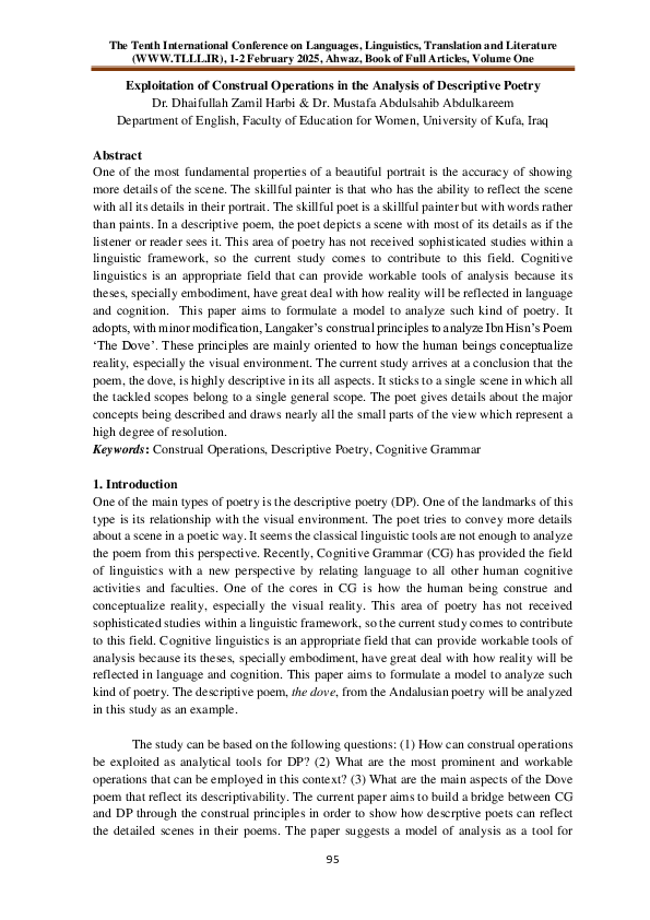 (PDF) Exploitation of Construal Operations in the Analysis of Descriptive Poetry