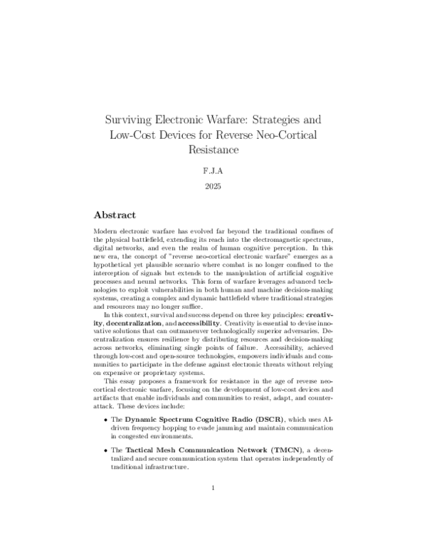 (PDF) Surviving Electronic Warfare: Strategies and Low-Cost Devices for ...
