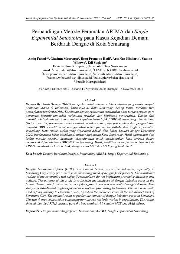 (PDF) Perbandingan Metode Peramalan ARIMA dan Single Exponential Smoothing pada Kasus Kejadian ...