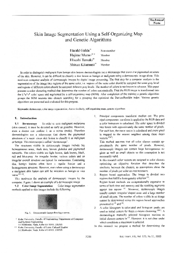 (PDF) Skin Image Segmentation Using a Self-Organizing Map and Genetic ...