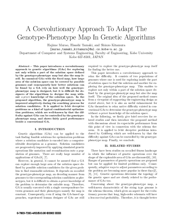 (PDF) A coevolutionary approach to adapt the genotype-phenotype map in genetic algorithms