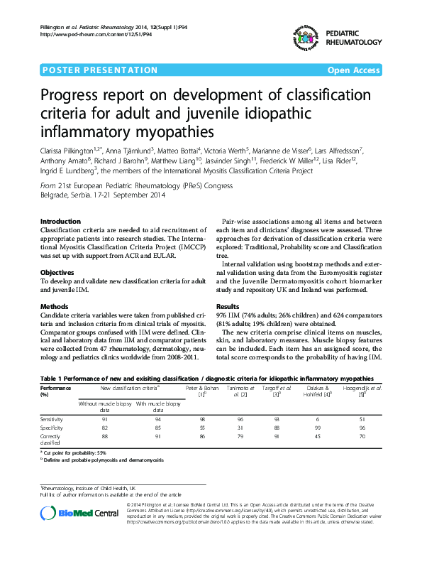 (PDF) Progress report on development of classification criteria for ...