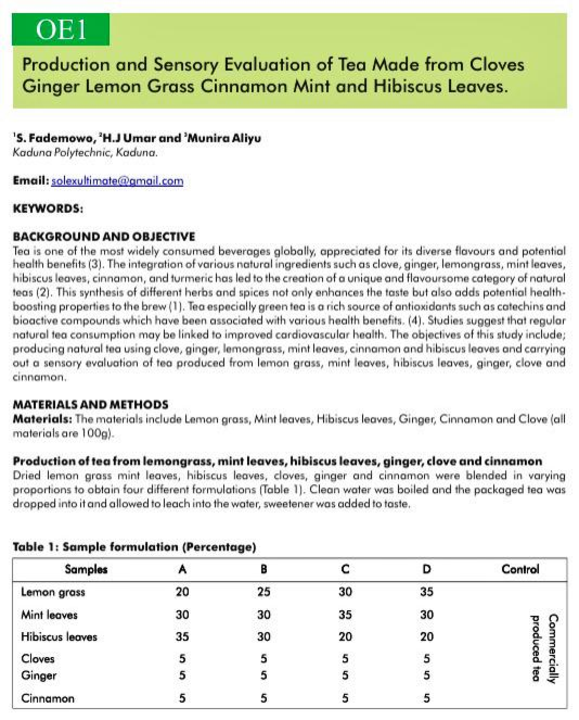(PDF) Production and Sensory Evaluation of Tea Made from Cloves Ginger ...