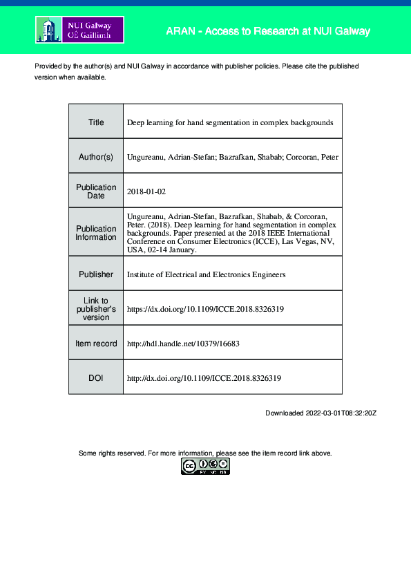 (PDF) Deep learning for hand segmentation in complex backgrounds