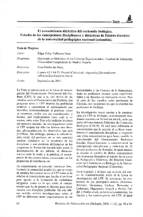 (PDF) El conocimiento didáctico del contenido biológico. Estudio de las concepciones ...