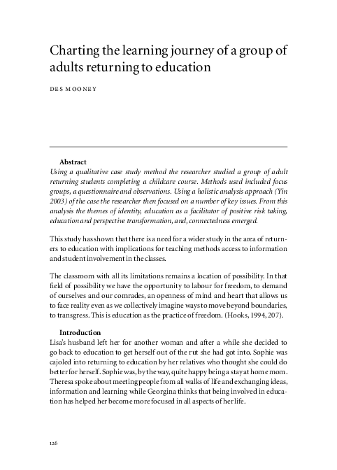 (PDF) Charting the Learning Journey of a Group of Adults Returning to ...