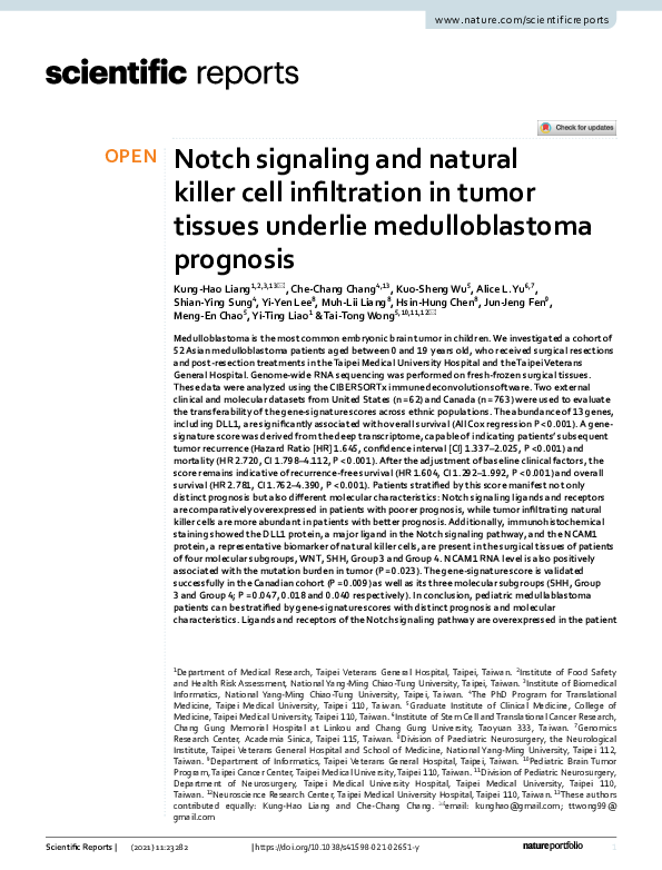 (PDF) Notch signaling and natural killer cell infiltration in tumor ...