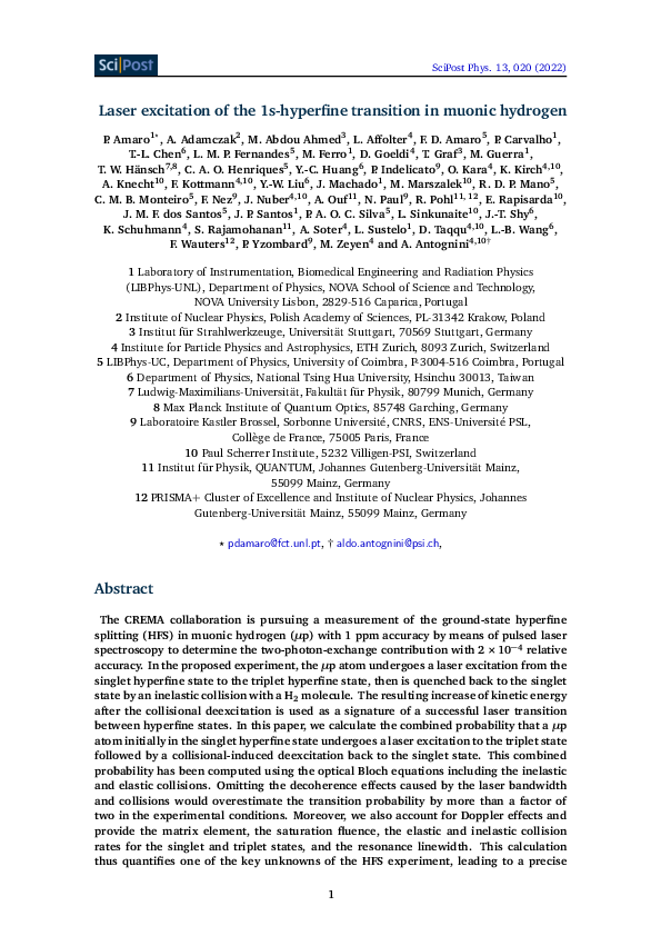 (PDF) Laser excitation of the 1s-hyperfine transition in muonic hydrogen