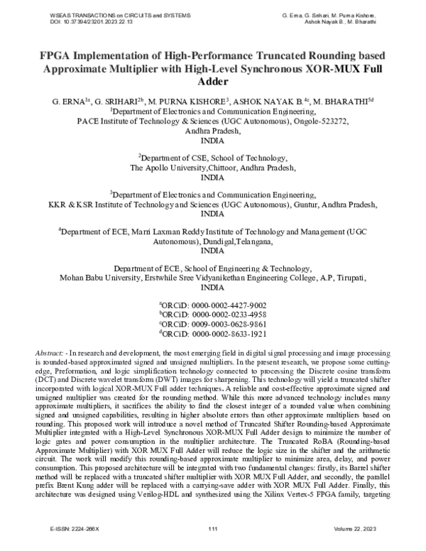 (PDF) FPGA Implementation of High-Performance Truncated Rounding based Approximate Multiplier ...