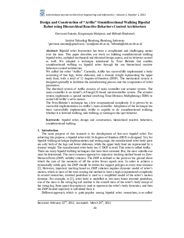 (PDF) Design and Construction of “ArtRo” Omnidirectional Walking ...