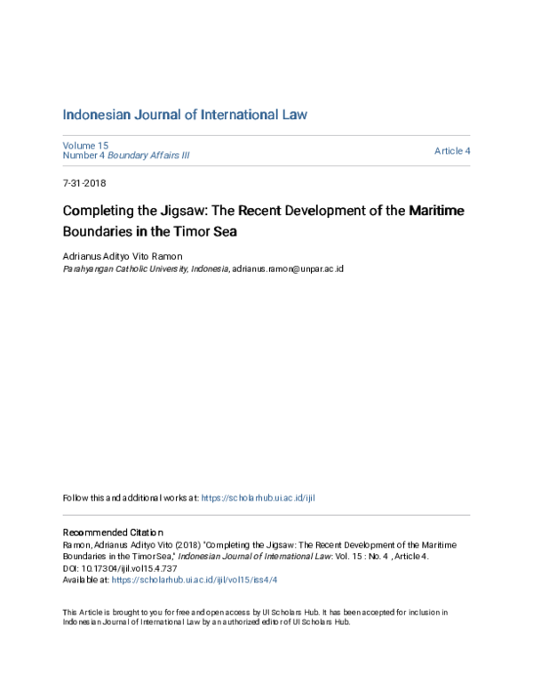 (PDF) Completing the Jigsaw: The Recent Development of the Maritime ...