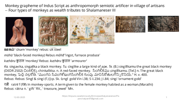 (PDF) Monkey grapheme of Indus Script as anthropomorph semiotic ...