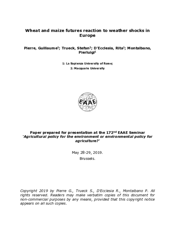 (PDF) Wheat and maize futures reaction to weather shocks in Europe