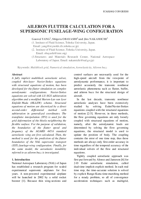 Aileron Flutter Calculation for A Supersonic Fuselage-Wing Configuration