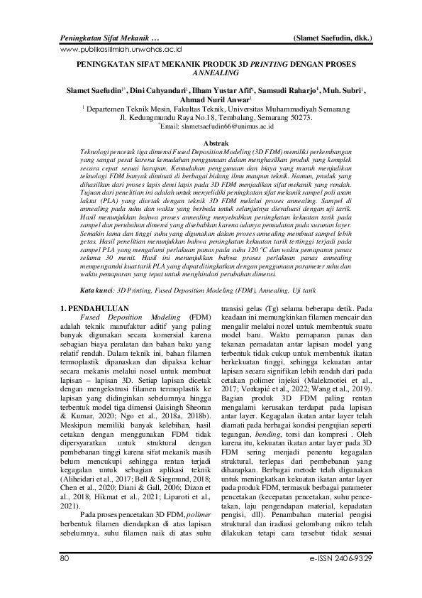 Peningkatan Sifat Mekanik Produk 3D Printing dengan Proses Annealing