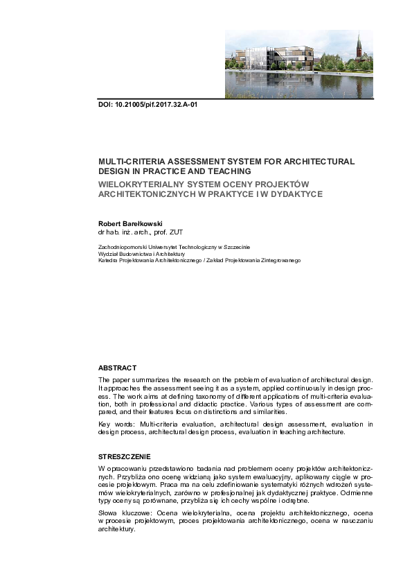 (PDF) Multi-Criteria Assessment System for Architectural Design in Practice and Teaching