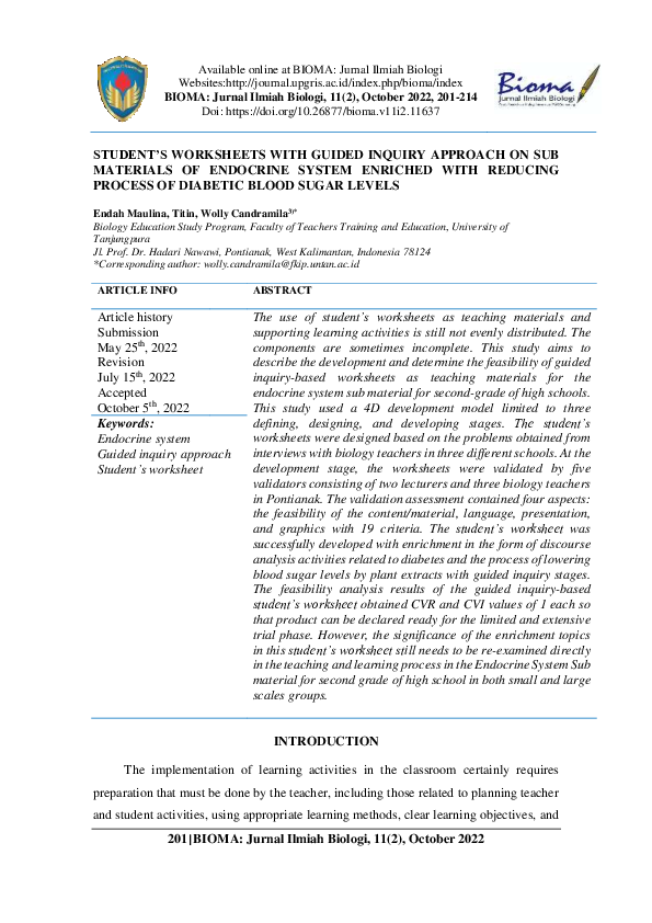 (PDF) Student's worksheet with guided inquiry approach on sub materials ...