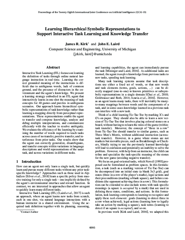 (PDF) Learning Hierarchical Symbolic Representations to Support Interactive Task Learning and ...