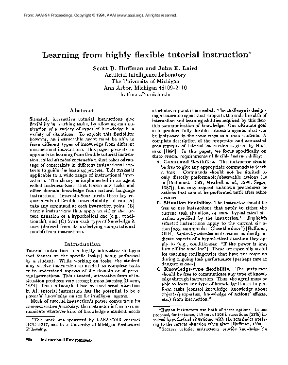 (PDF) Learning from highly flexible tutorial instruction