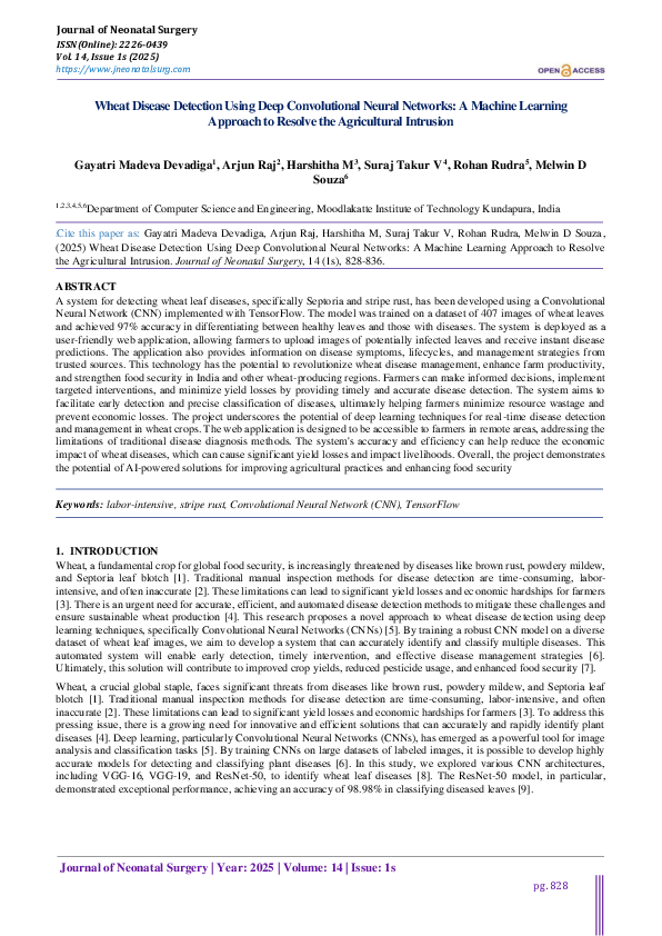 (PDF) Wheat Disease Detection Using Deep Convolutional Neural Networks: A Machine Learning ...