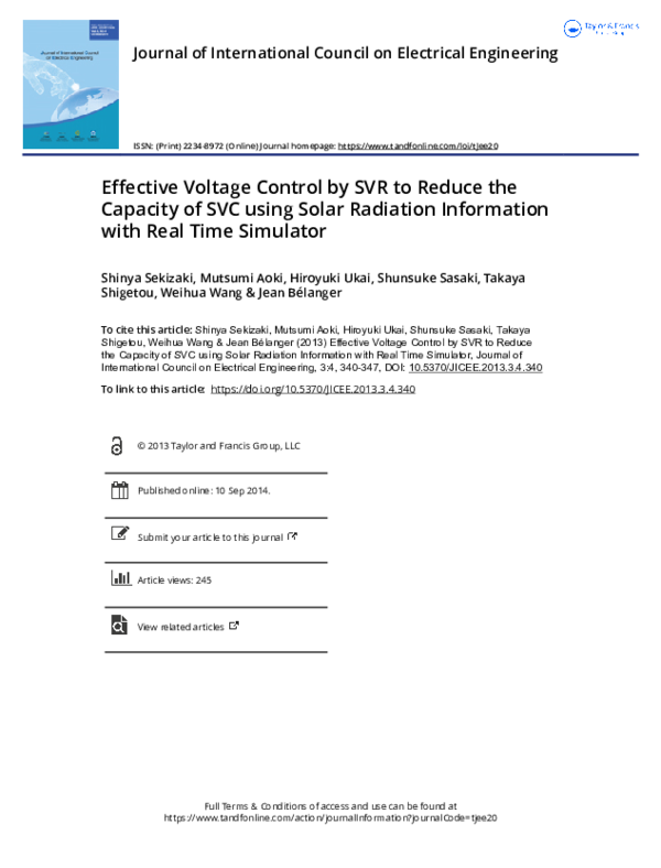 (PDF) Effective Voltage Control by SVR to Reduce the Capacity of SVC ...