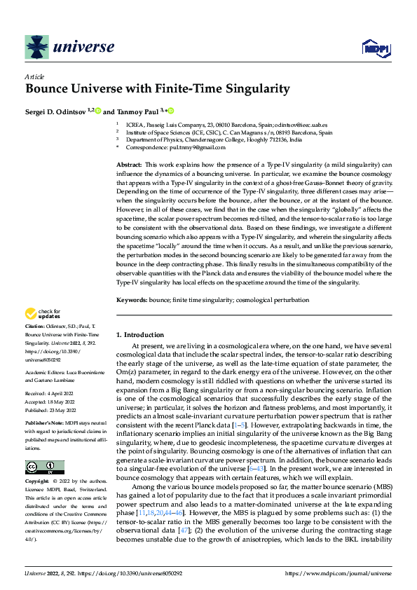 (PDF) Bounce Universe with Finite-Time Singularity