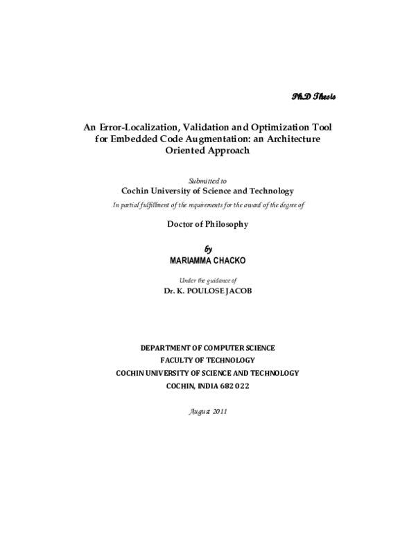 (PDF) An Error-Localization, Validation and Optimization Tool for Embedded Code Augmentation: an ...