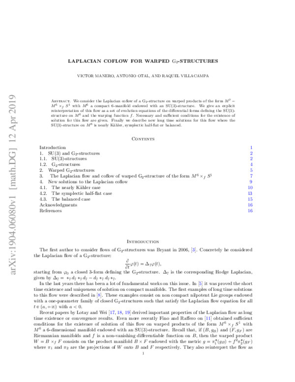 (PDF) Laplacian coflow for warped G2-structures