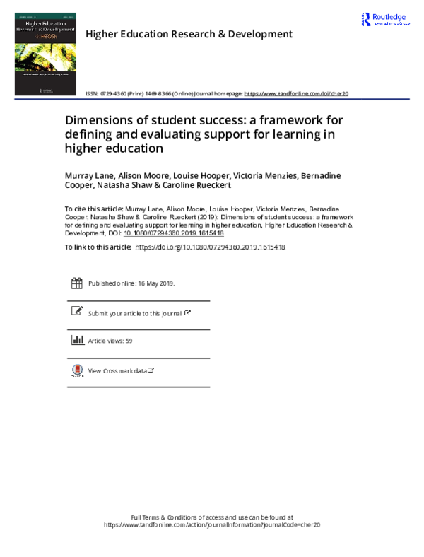 (PDF) Dimensions of student success: a framework for defining and ...
