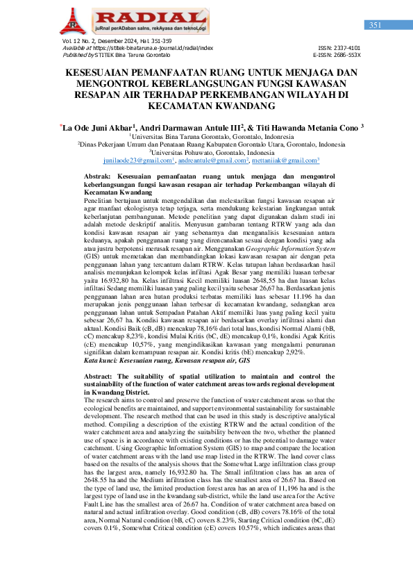 (PDF) KESESUAIAN PEMANFAATAN RUANG UNTUK MENJAGA DAN MENGONTROL KEBERLANGSUNGAN FUNGSI KAWASAN ...