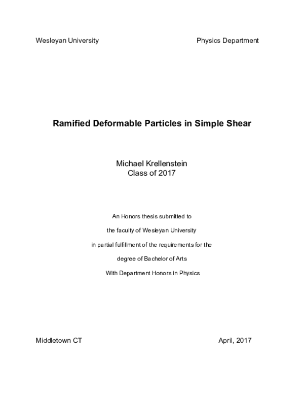 (PDF) Ramified Deformable Particles in Simple Shear