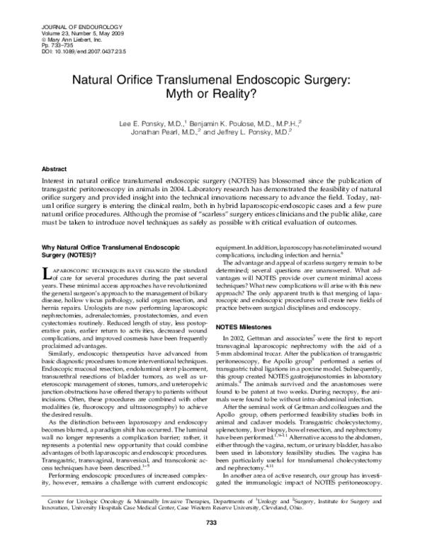 (PDF) Natural orifice translumenal endoscopic surgery (NOTES ...