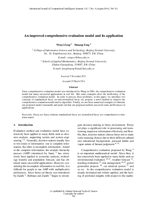 An improved comprehensive evaluation model and its application