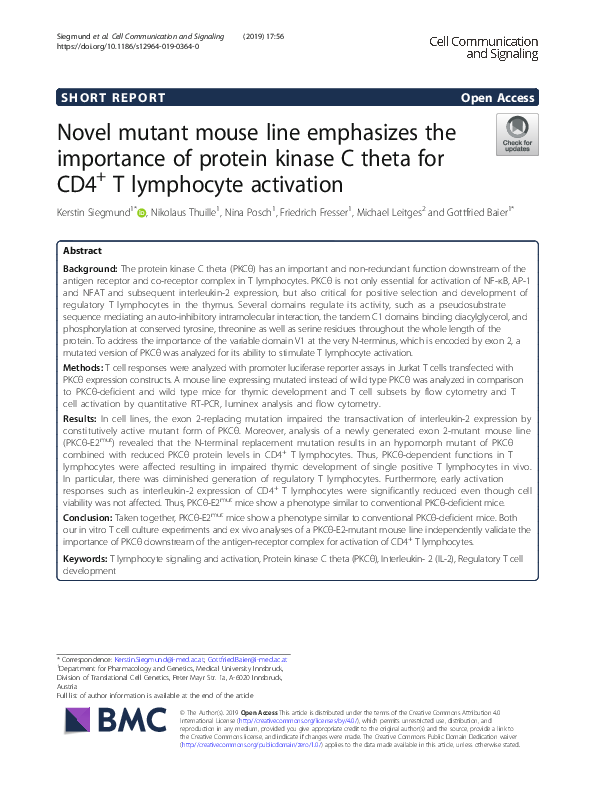 (PDF) Novel mutant mouse line emphasizes the importance of protein ...