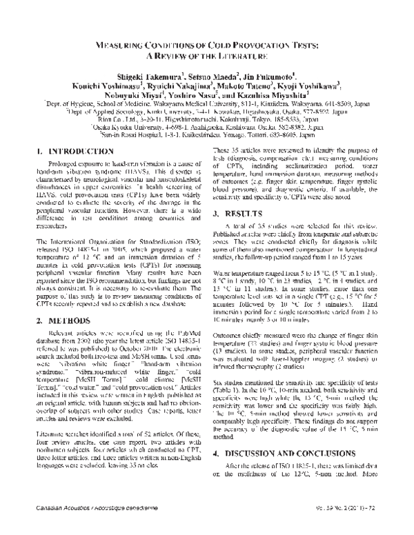 (PDF) Measuring conditions of cold provocation tests: A review of the ...