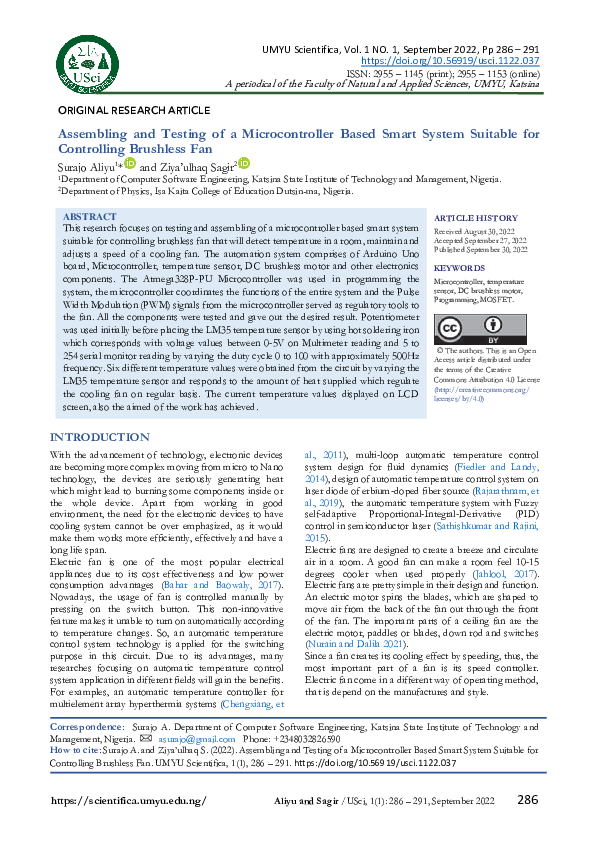 Pdf Assembling And Testing Of A Microcontroller Based Smart System Suitable For Controlling